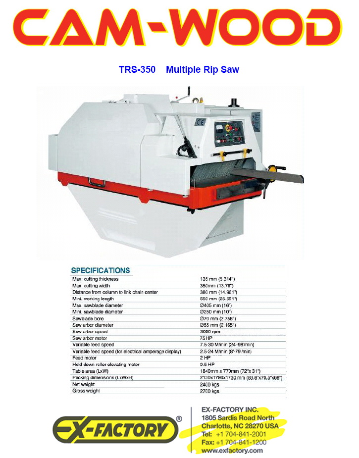 Literature CAM-WOOD TRS-350X